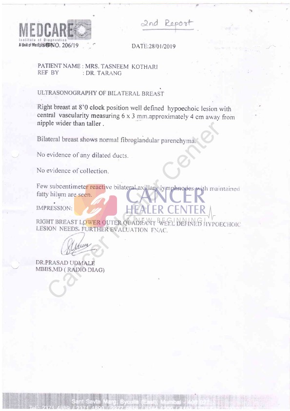 Patient Reports | Cancer Healer Center