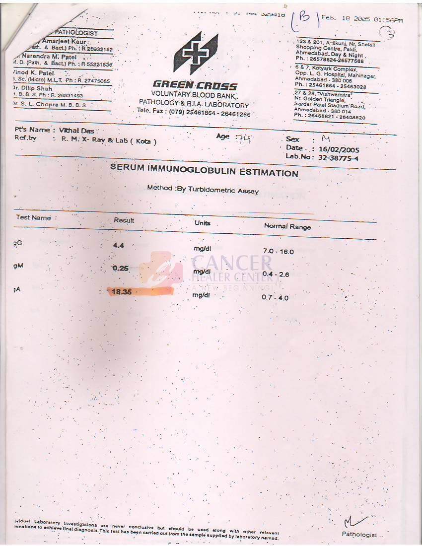Patient Reports | Cancer Healer Center
