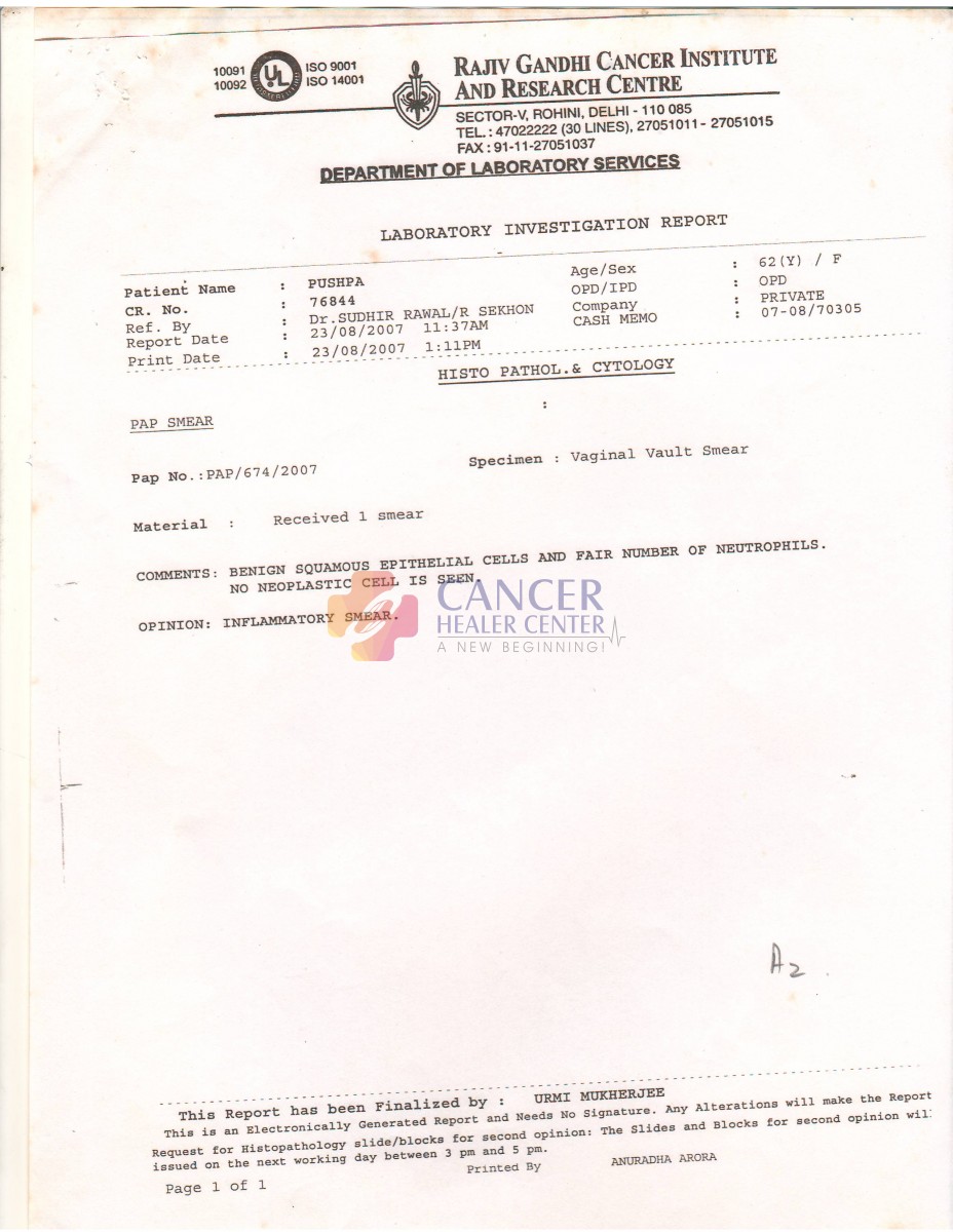 Patient Reports | Cancer Healer Center